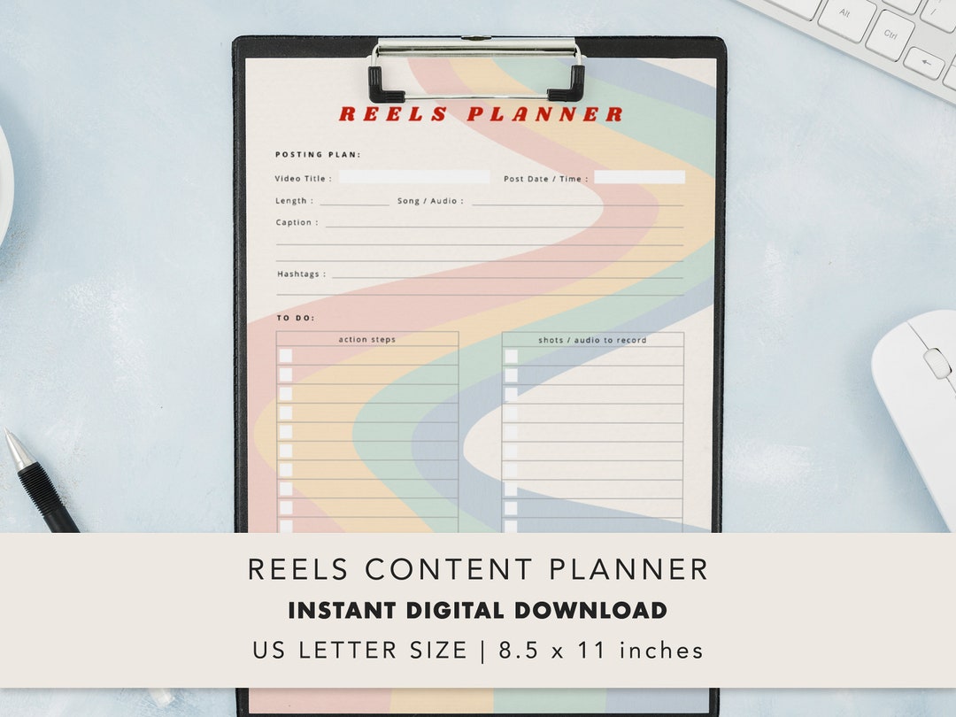 Reels Planner Printable - Plan Your Instagram Reels - Video Content ...