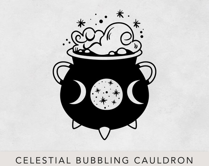 Celestial Bubbling Cauldron SVG, Moon & Stars Potions, SVG/AI File ...