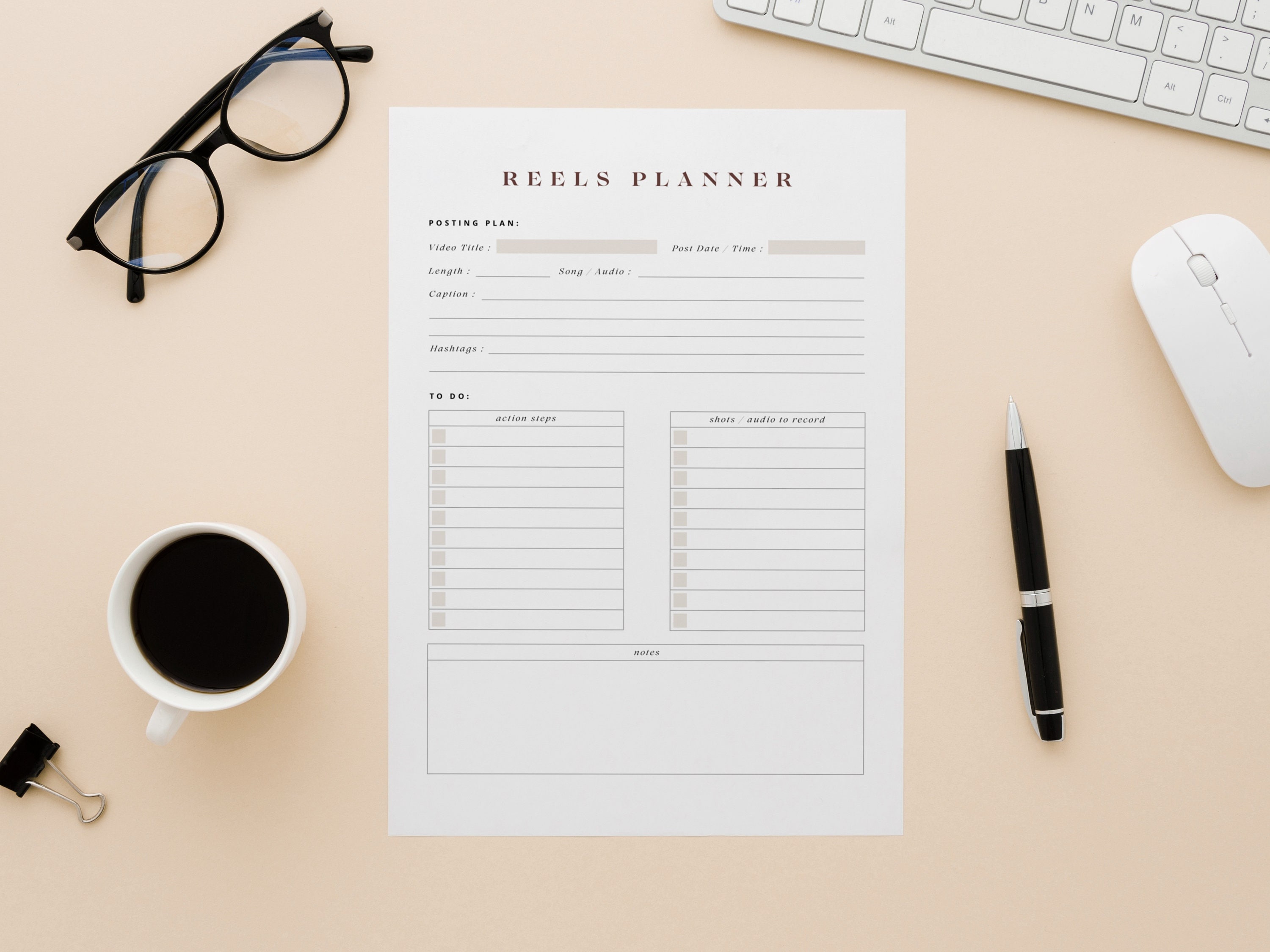 Reels Planner Printable - Plan Your Instagram Reels - Video Content ...