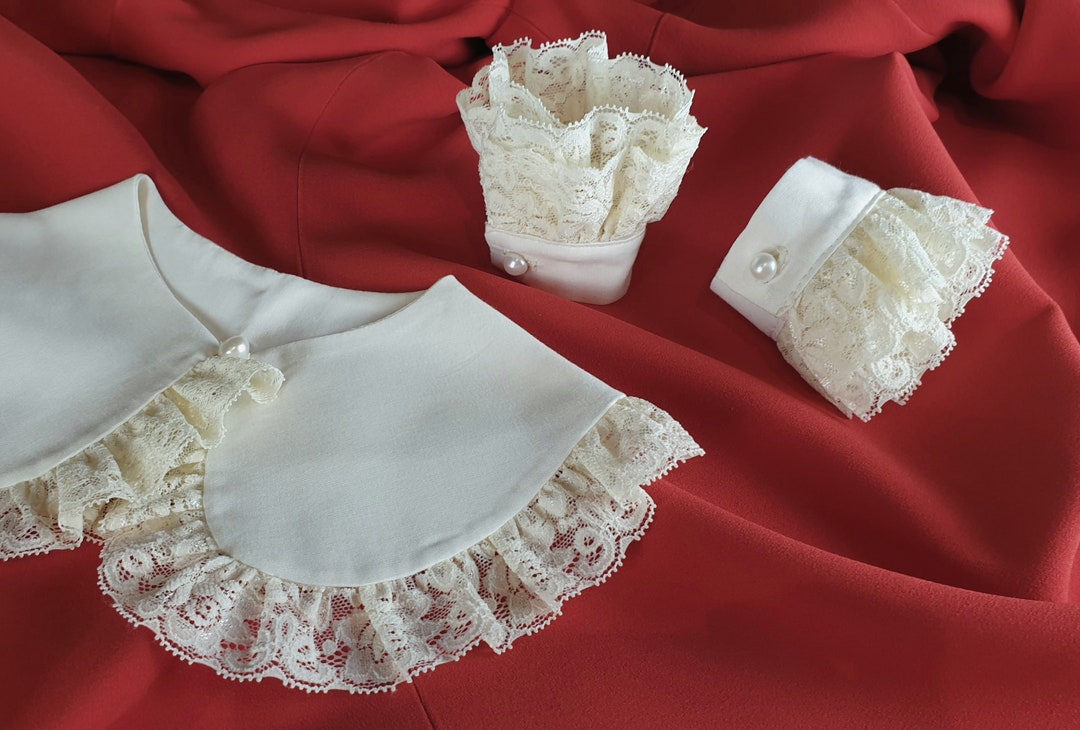Collar and Wrist Cufs Set/ Collar and Cuffs/ Detachable Collar/ Choker ...