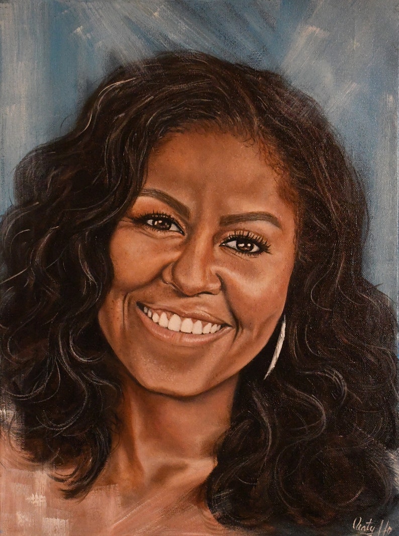 Michelle Obama Portrait, First Lady, Oil Painting, Original Art, Signed ...