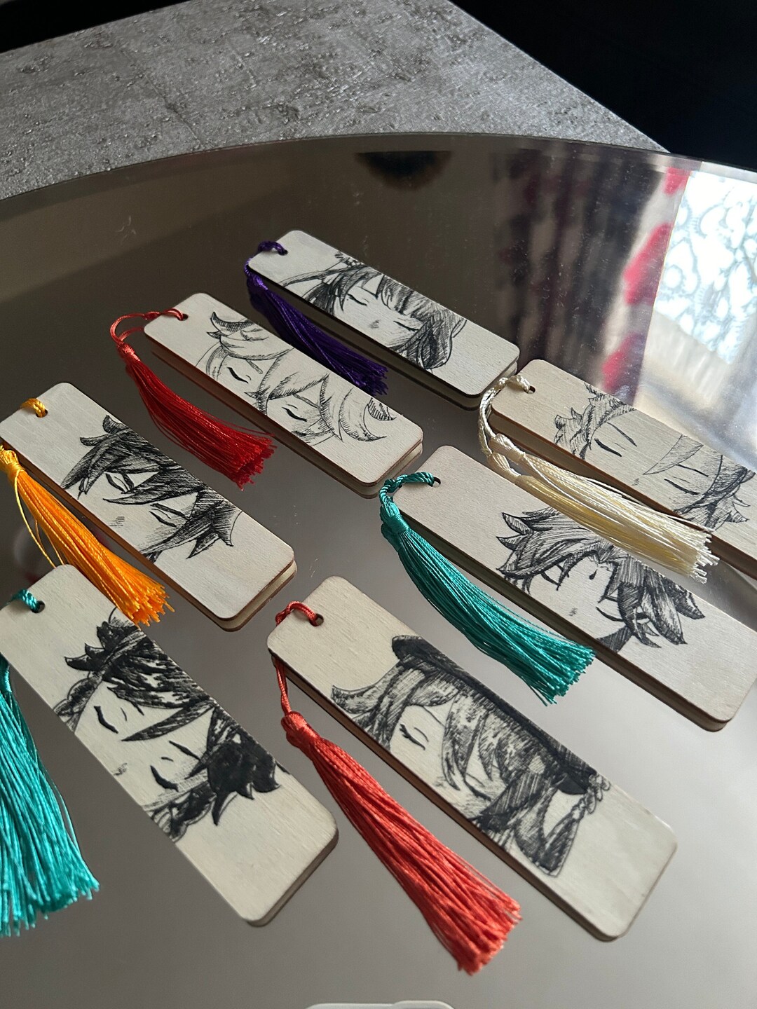 Custom Genshin Impact Wooden Ink Bookmark - Handmade - Xiao - Raiden ...