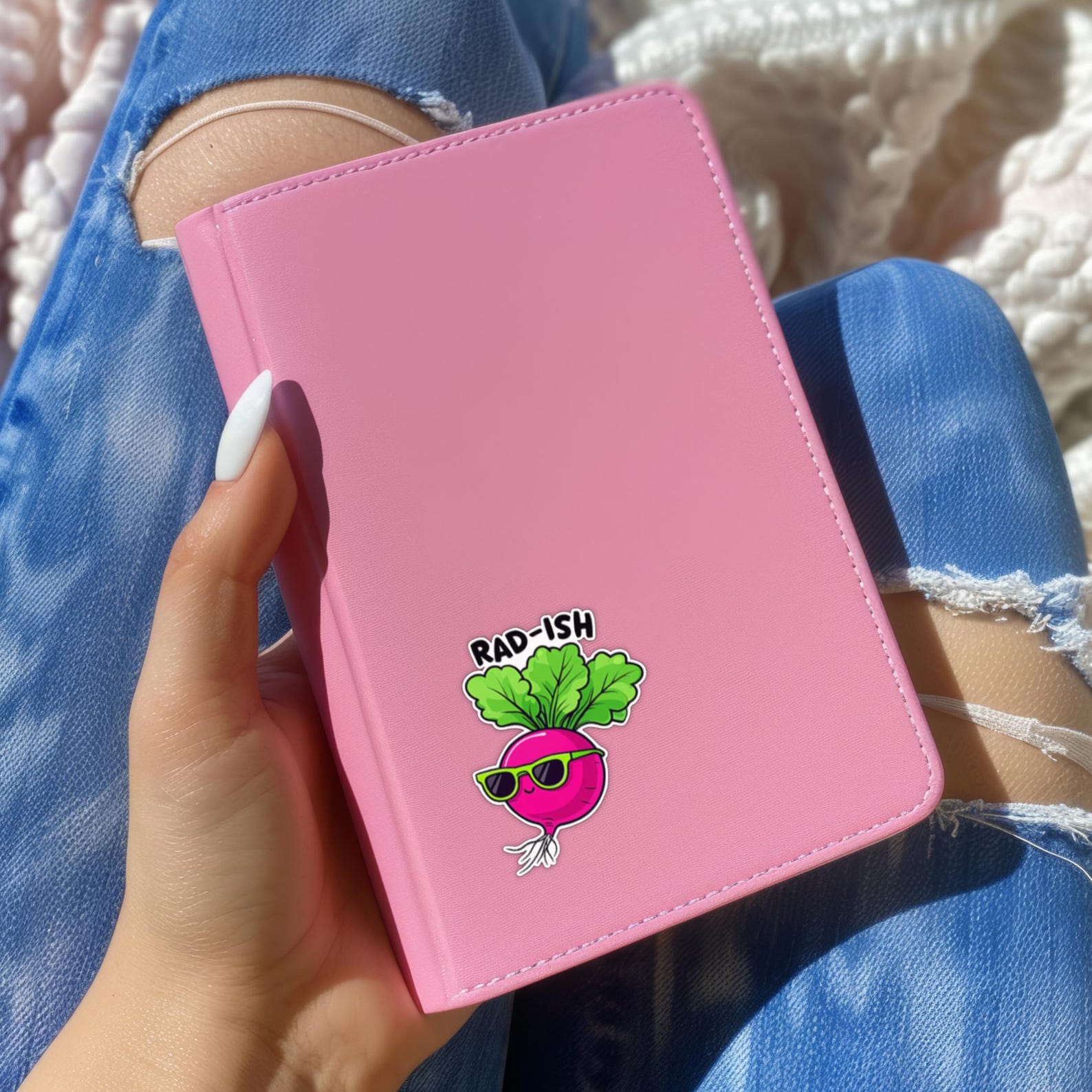 Rad-ish Sticker Funny Vegetable Pun Vinyl Sticker Cute Radish Wearing ...