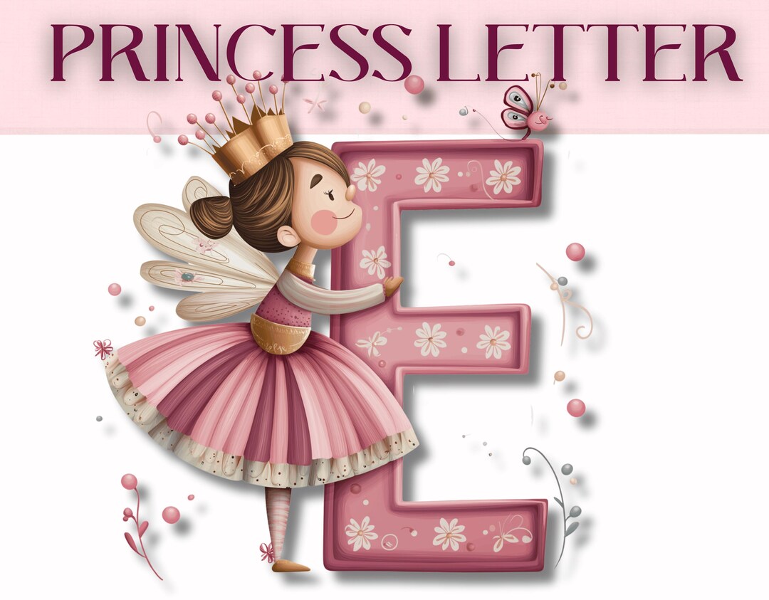 Princess Letter E Clipart – Whimsical Fairy Tale Monogram (PNG SVG JPG ...