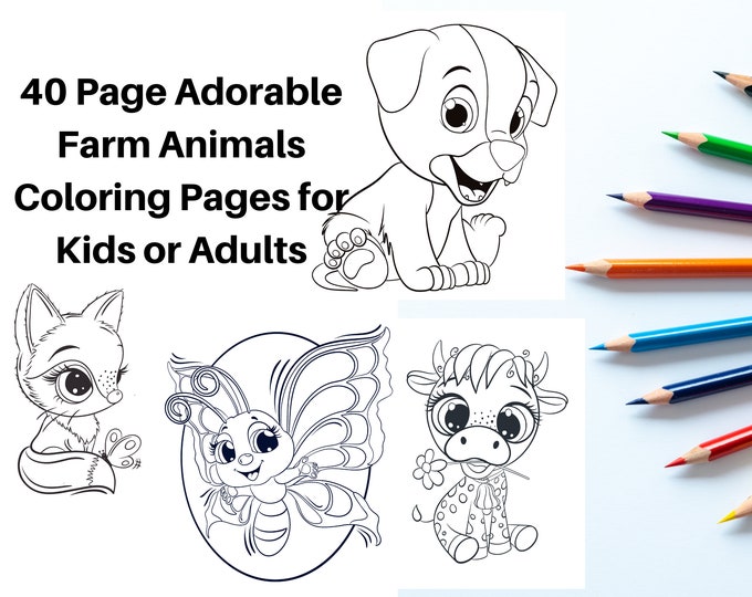 Farm Animals Coloring Pages- 10 Printable Pages for Kids- Instant ...