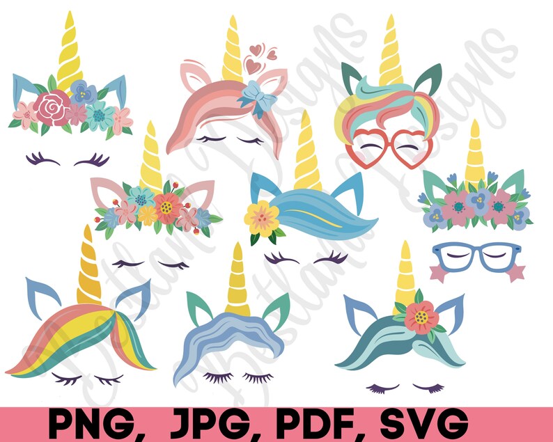 9 Unicorn SVG Bundle, Unicorn Face Svg, Unicorn Clipart Png, Unicorn ...