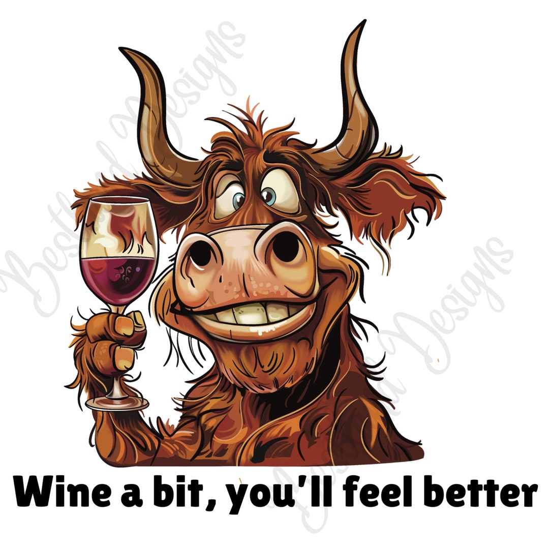 Funny Cow Wine Design, Sublimation for T-shirt, Mug (digital Download ...