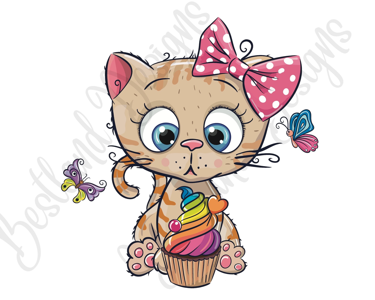 Imágenes prediseñadas de gato kawaii, cupcake PNG, gatito sublimado ...