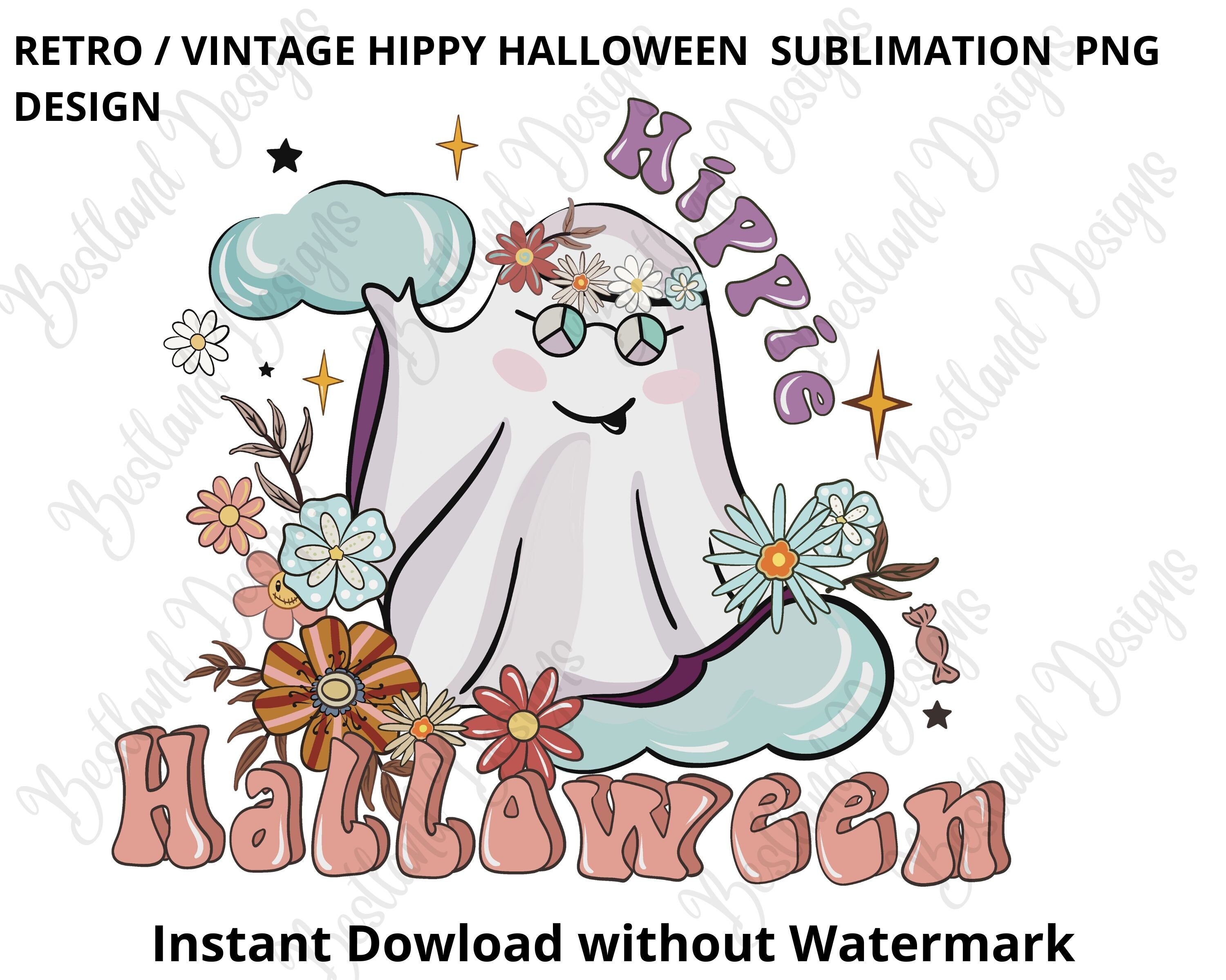 Hippie Ghost PNG Sublimation Design Retro Halloween Ghost PNG - Etsy