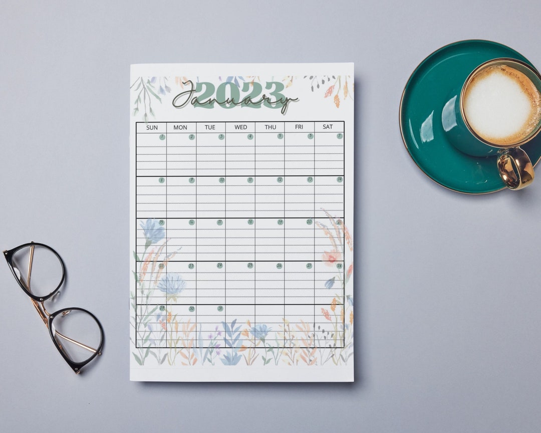 printable-calendar-jan-dec-2023-watercolor-calendar-lined-etsy