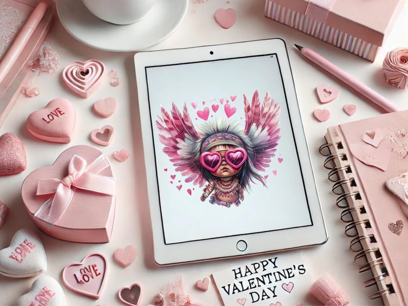 Native American Cupid Clipart | Pink Wings and Glasses | Valentine's ...