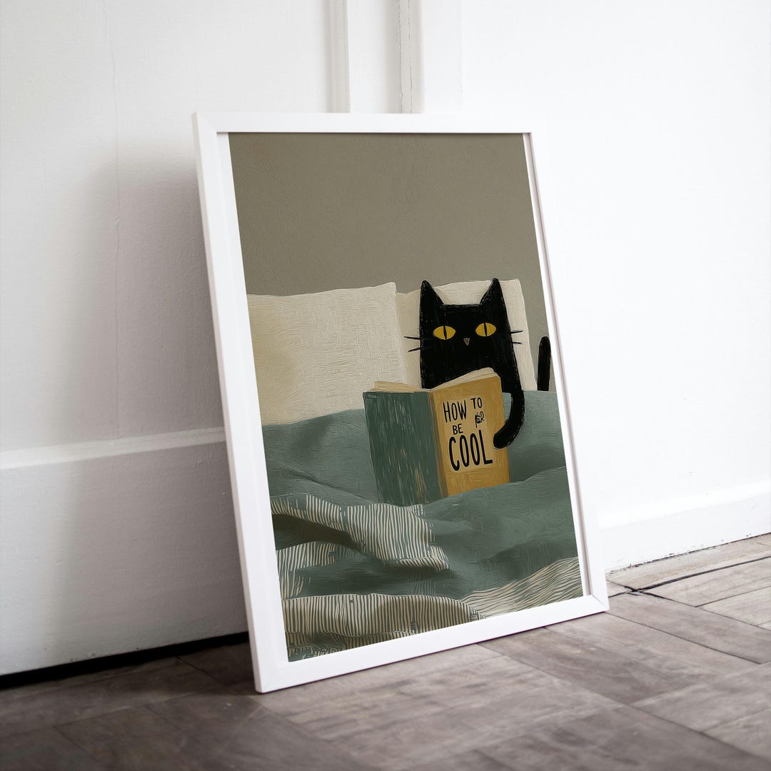 Obey the Cat Printable Wall Art, Black White Cat Poster, Minimalist ...