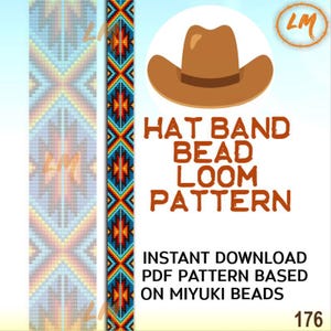 Hatband Delica Beads Capri Blue Loom Pattern No.176 - Hat Band for ...