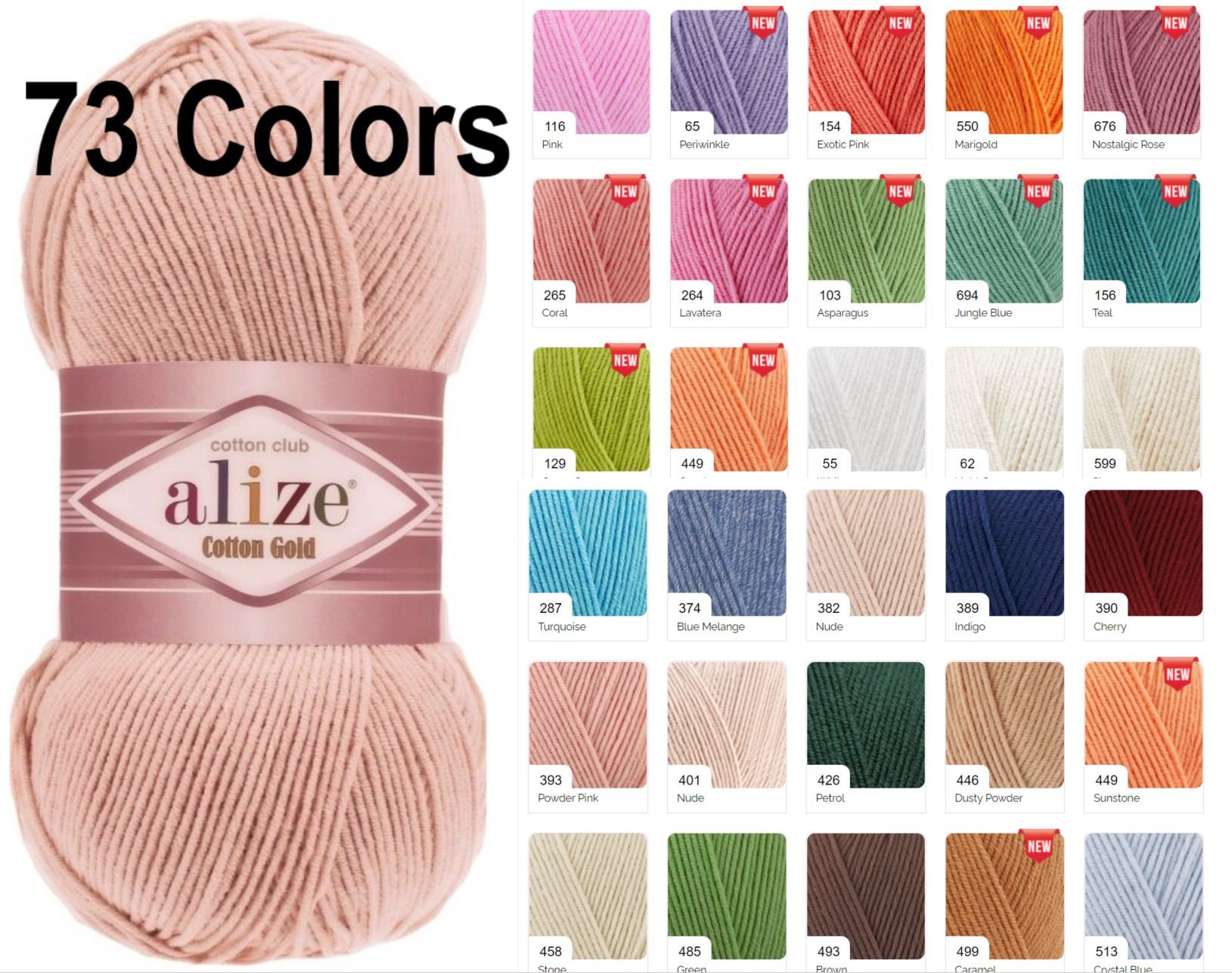Alize Cotton Gold Yarn 100g./330m. 55 Cotton/45 Acrylic Yarn Crochet ...