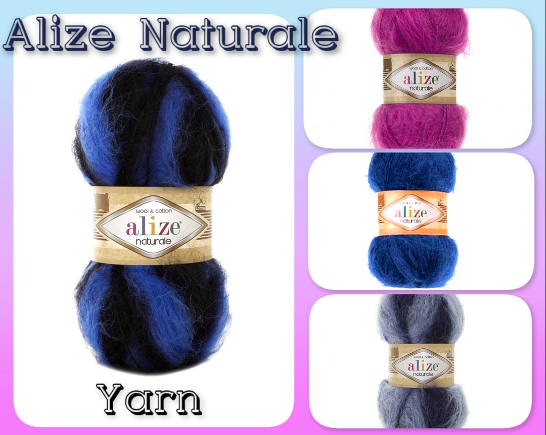 ALIZE NATURALE Fluffy Wool Cotton Blend Yarn Looks Like Mohair - Etsy