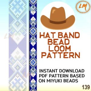 Delica Beads Hatband Loom Pattern No.139 - 2 Variant Color Beaded Belt ...