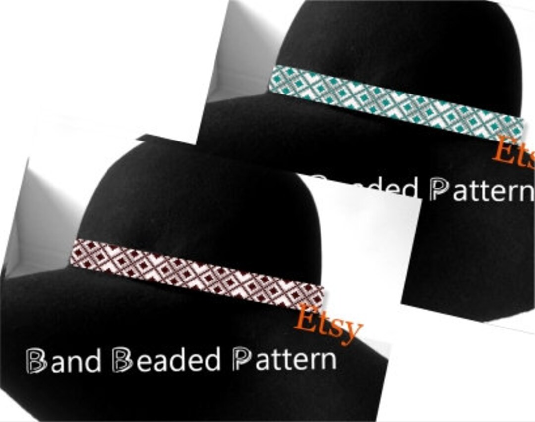 Delica Beads Hatband Loom Pattern No133 5 Variant Band for Cowboy Hat ...
