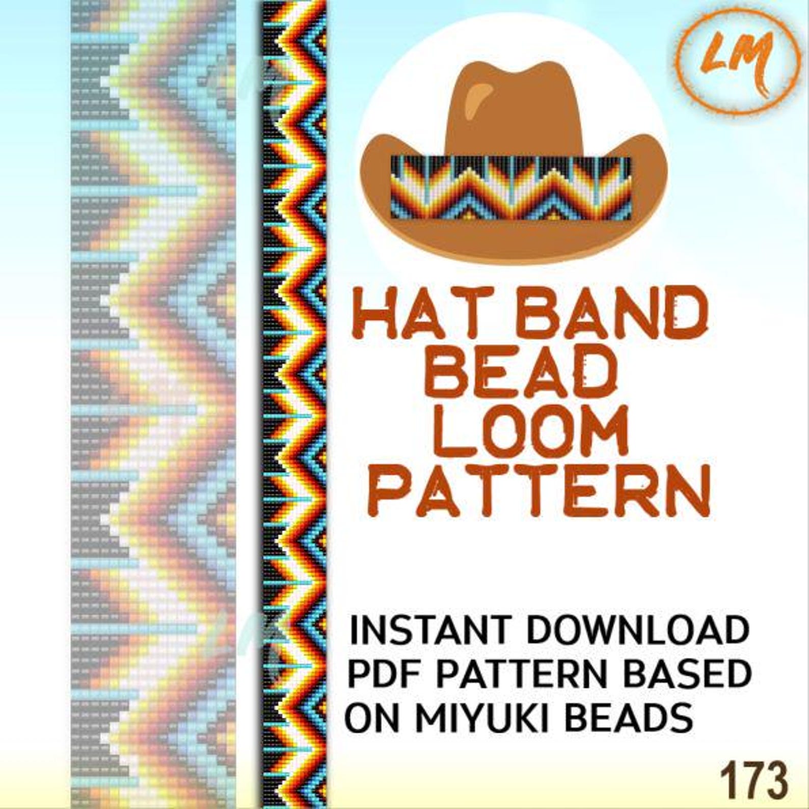 Delica Beads Hatband Loom Pattern No.173 Feather Beaded Belt and Hat ...