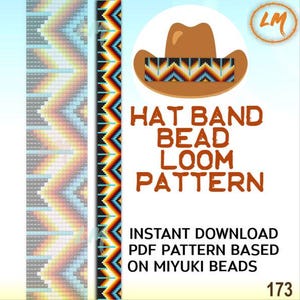 Delica Beads Hatband Loom Pattern No.173 - Feather Beaded Belt and Hat ...