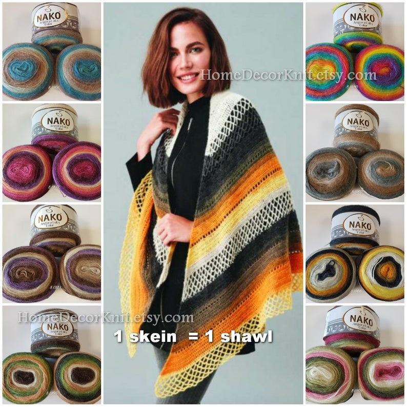 Gradient Nako Angora Lux Color Yarn 150g./810m. Mohair Wool Acrylic ...