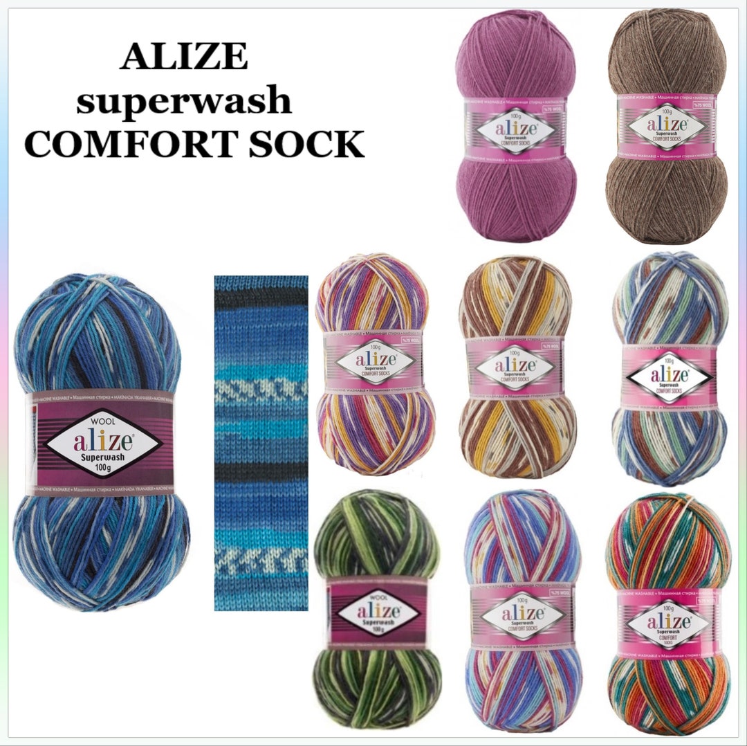 Alize Superwash Comfort Sock Yarn 100g/420m Virgin Wool Polyamide Knitting Crochet Wool Yarn ...
