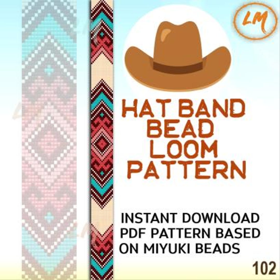 Delica Beads Hatband Pattern No.102 - Band Loom Stitch Pattern ...