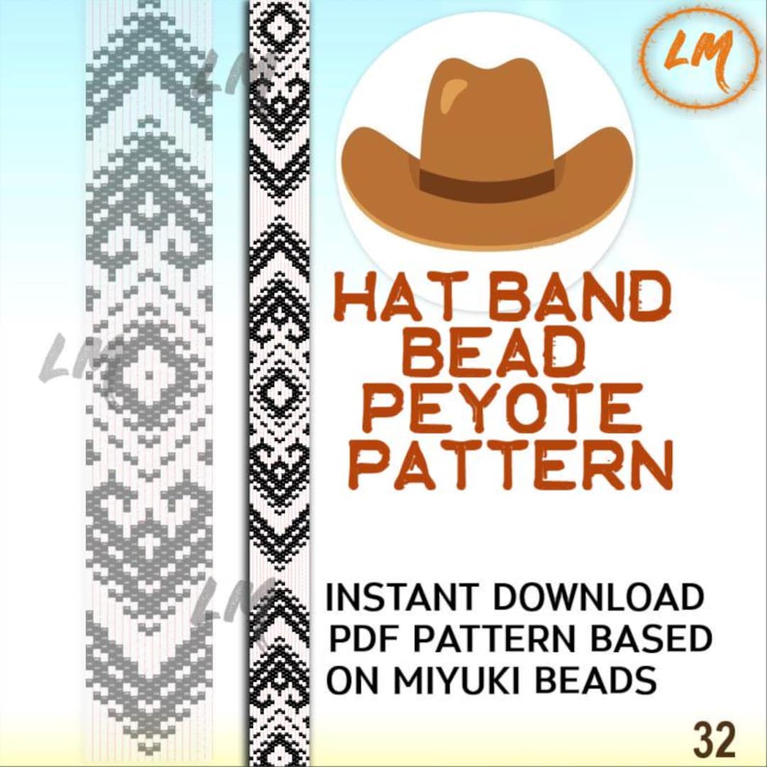 Odd Peyote Hatband Delica Beads Pattern No.32 - Pdf File Band Cowboy ...