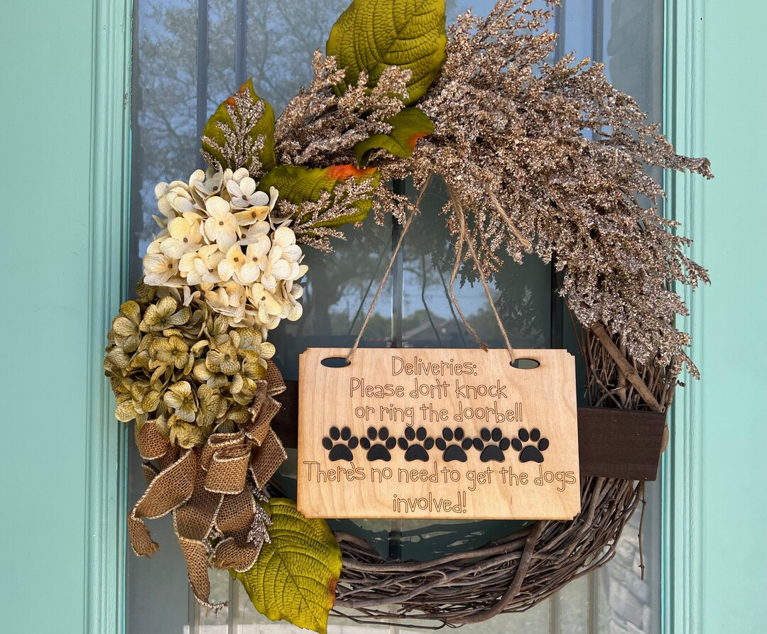 Dog Door Hanger, Front Door Sign, Funny Sign for Deliveries, Dog Lovers ...