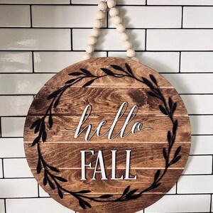 Hello Fall Large Round Fall Door Sign Hello Fall Hello - Etsy