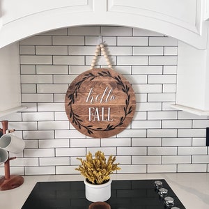 Hello Fall Large Round Fall Door Sign Hello Fall Hello - Etsy