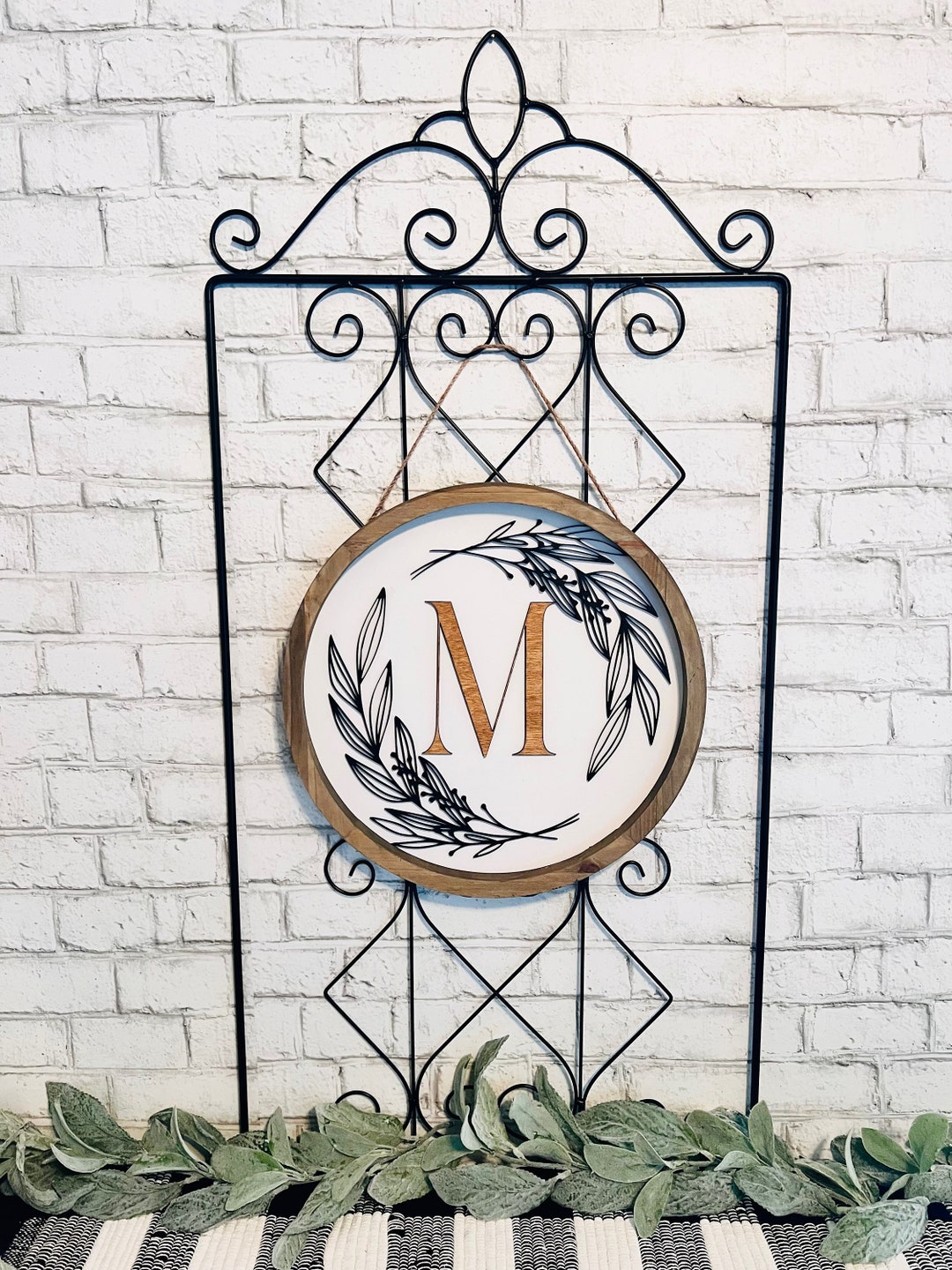 Monogram Round Sign, Farmhouse Monogram, Personalized Sign ...