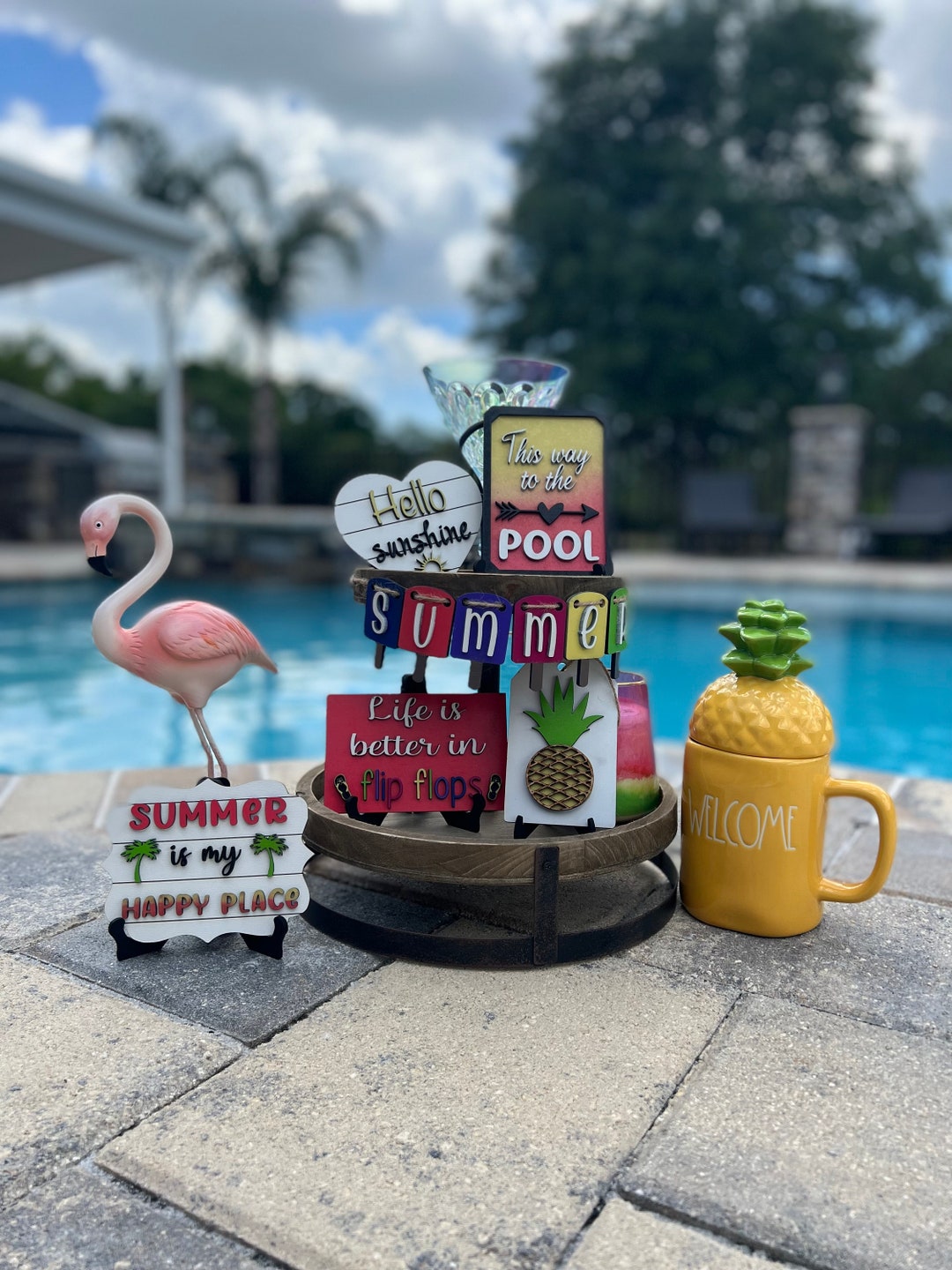 Summer Pool Tier Tray Set, Summer Tier Tray Decor, Pool Tier Tray ...