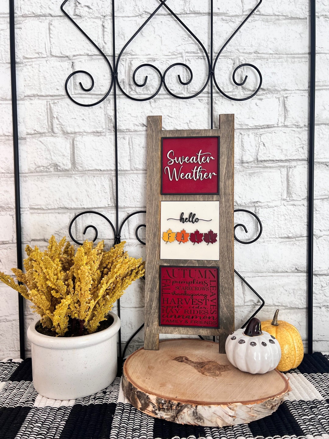 Fall Decor, Fall Signs, Leaning Ladder Signs, Interchangeable Leaning ...
