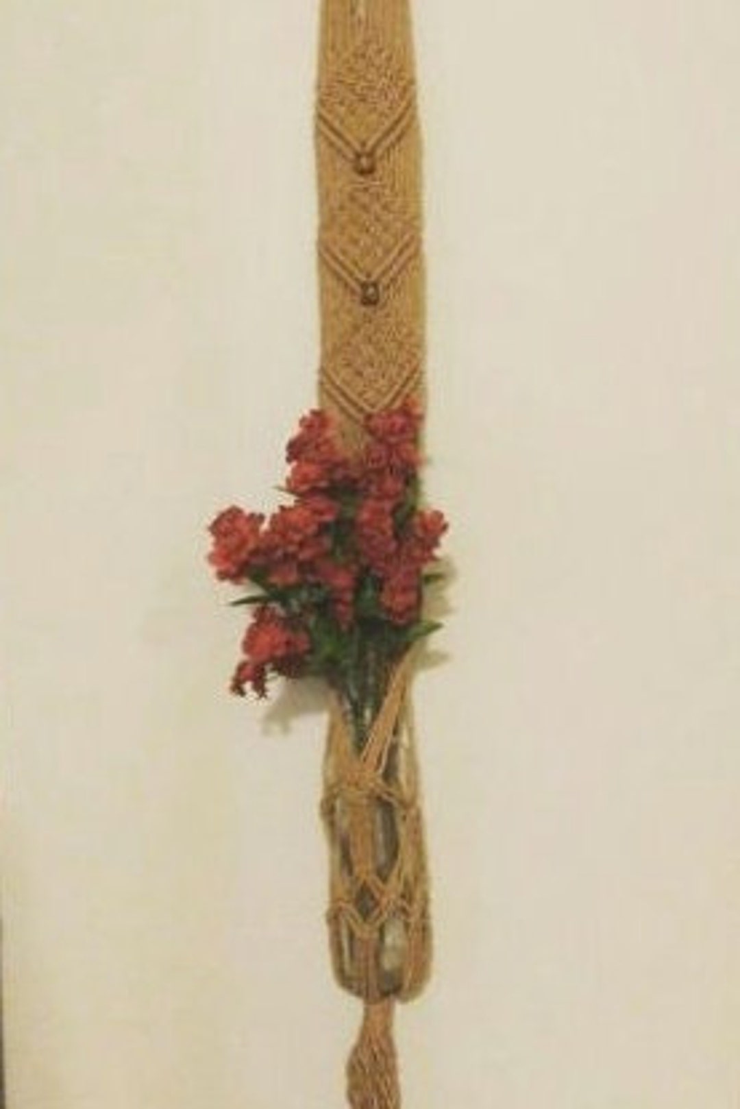Vase Holder Woven Macramé - Macrame Beaded Vase Container Hanging ...