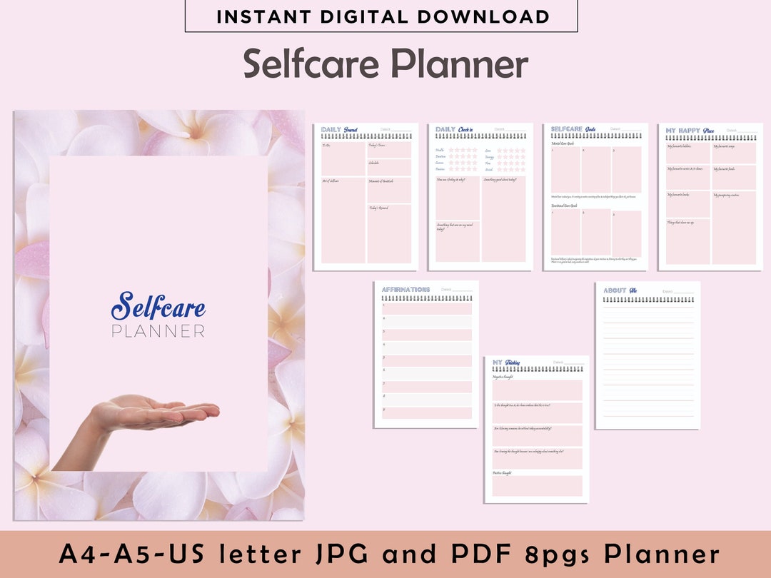 Printable Self Care Planner, Self Care Journal, Mental Health Worksheet ...