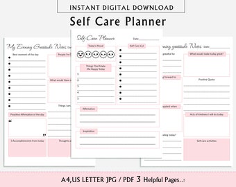 Printable Self Care Planner, Self Care Journal, Mental Health Worksheet ...