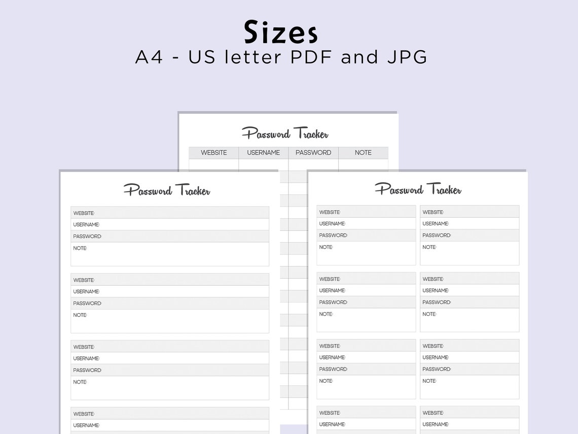 Printable Password Tracker, Password Log Sheet, Print at Home Planner ...