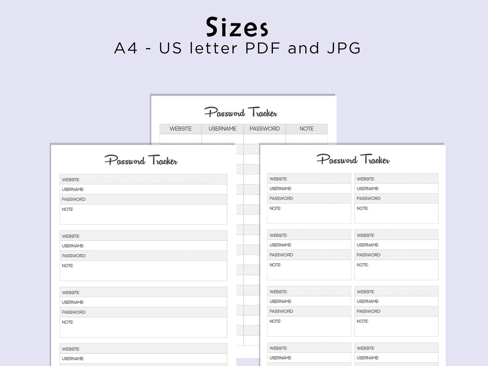 Printable Password Tracker, Password Log Sheet, Print at Home Planner ...