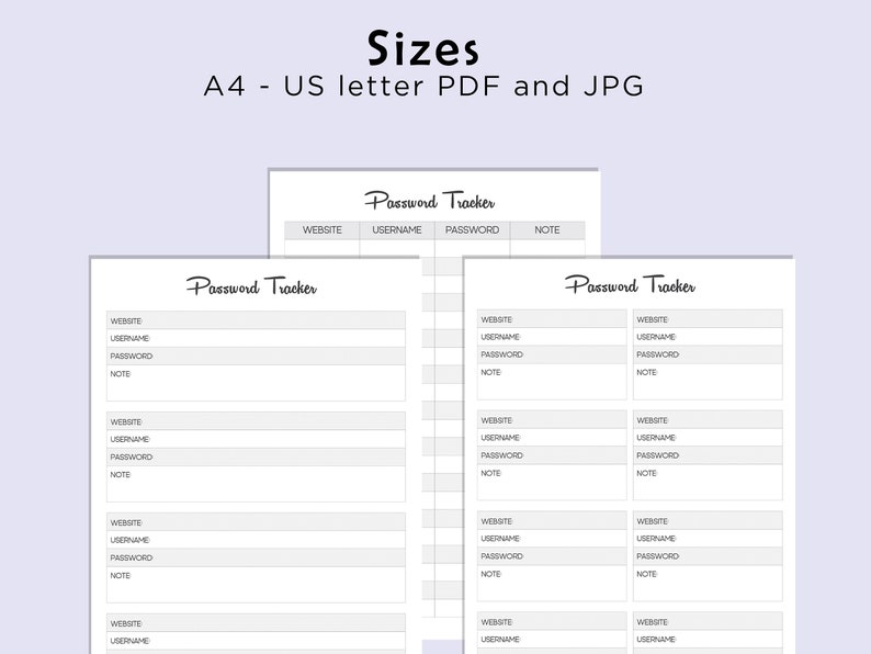 Printable Password Tracker, Password Log Sheet, Print at Home Planner ...