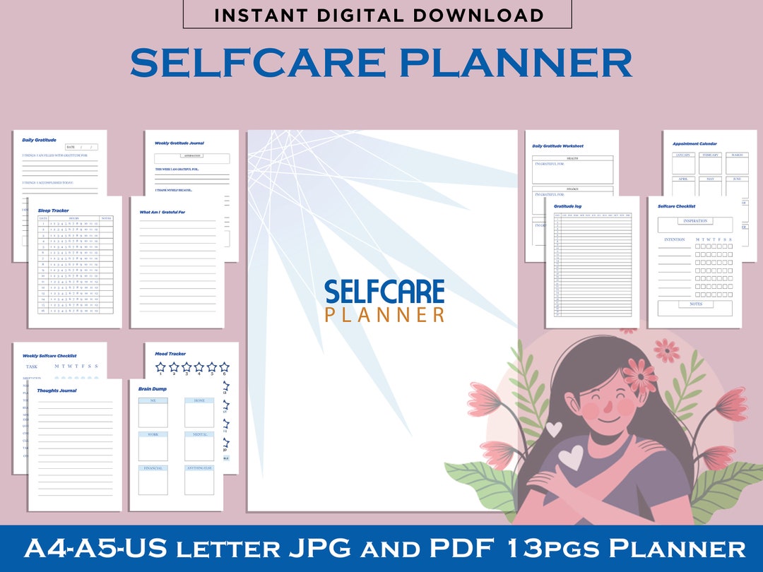 Printable Self Care Planner, Self Care Journal, Mental Health Worksheet ...