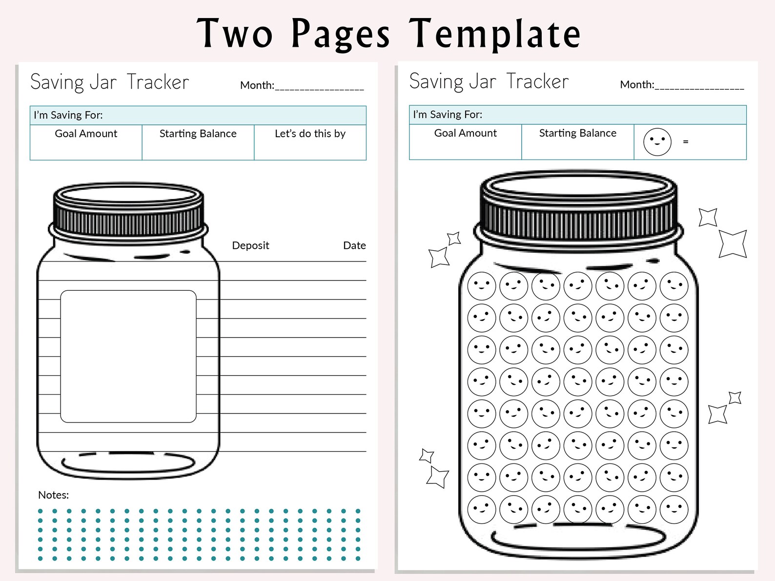 PRINTABLE Saving Goal Jar, Money Savings Tracker, Savings Challenge ...