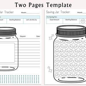 PRINTABLE Saving Goal Jar, Money Savings Tracker, Savings Challenge ...