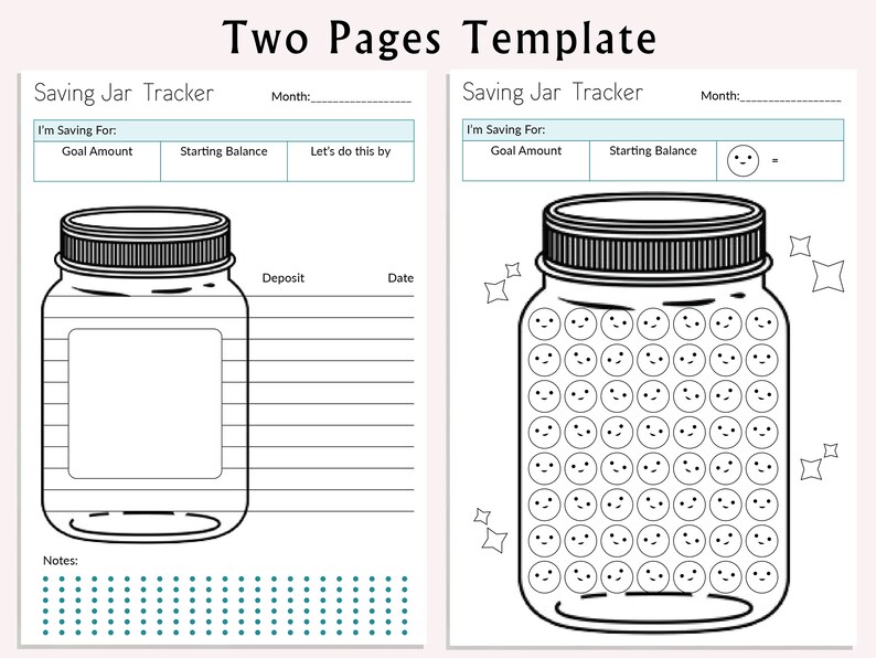 PRINTABLE Saving Goal Jar, Money Savings Tracker, Savings Challenge ...