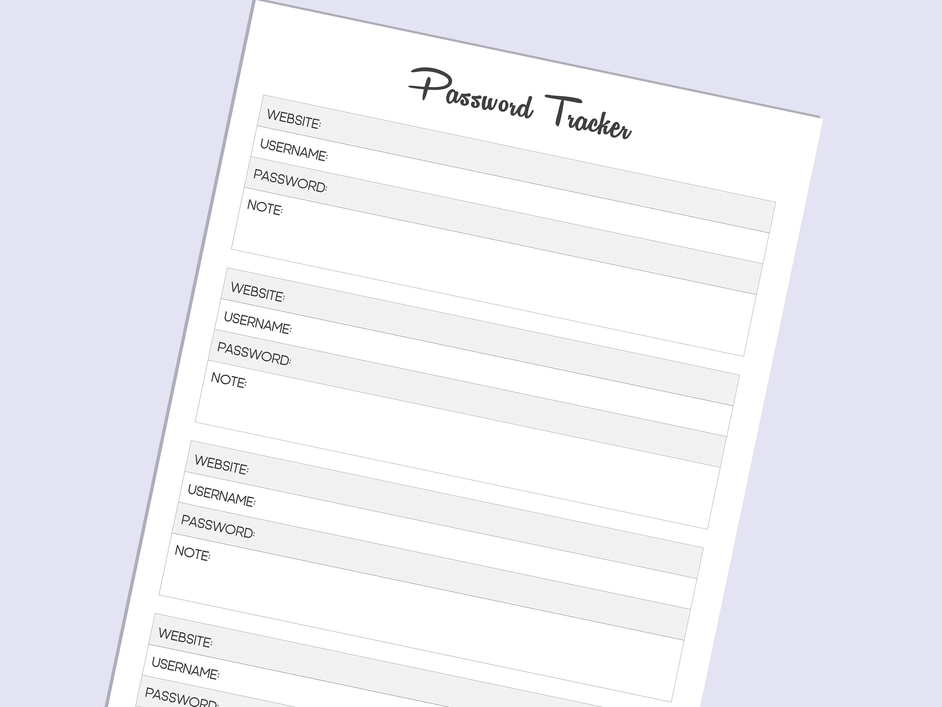 Printable Password Tracker, Password Log Sheet, Print at Home Planner ...