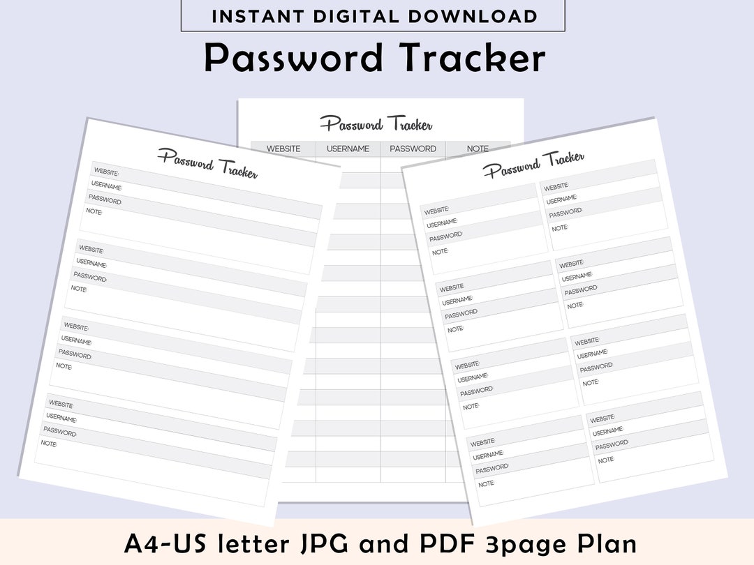 Printable Password Tracker, Password Log Sheet, Print at Home Planner ...