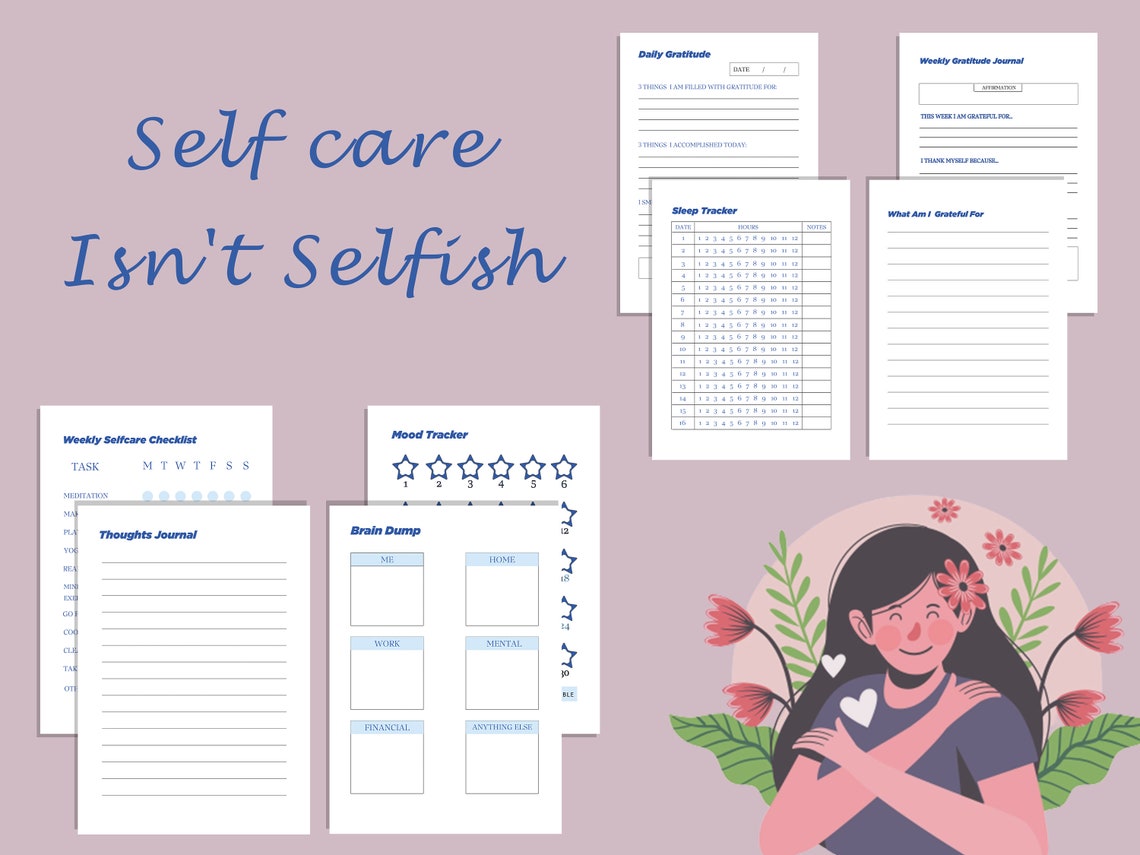 Printable Self Care Planner, Self Care Journal, Mental Health Worksheet ...