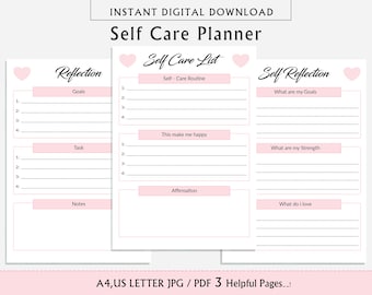 Printable Self Care Planner, Self Care Journal, Mental Health Worksheet ...