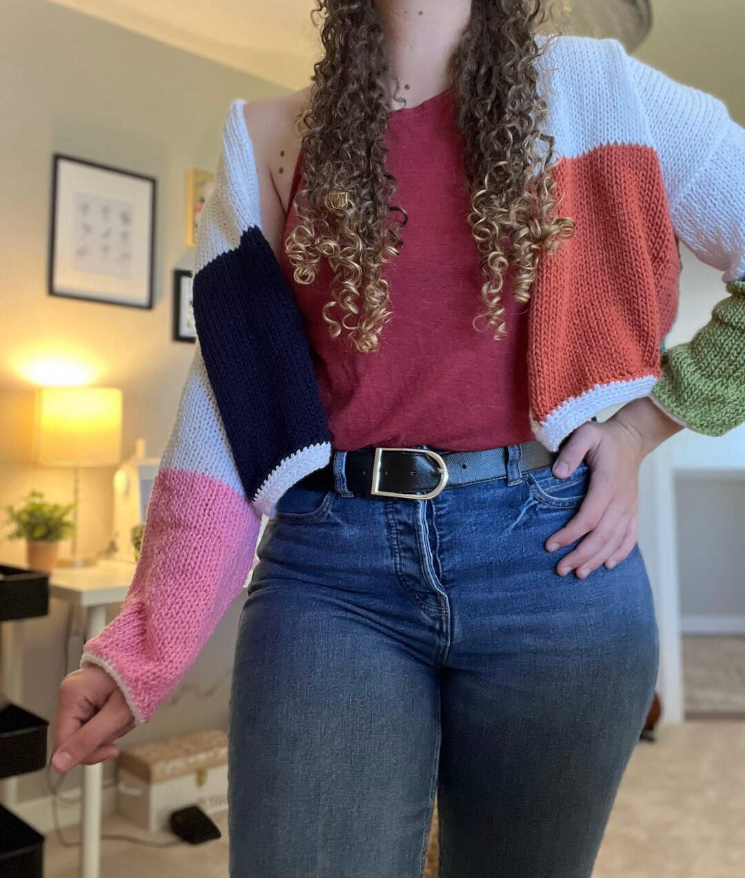 Cropped Cardigan PATTERN | Colorblocked Dreams | PDF Knitting Machine ...