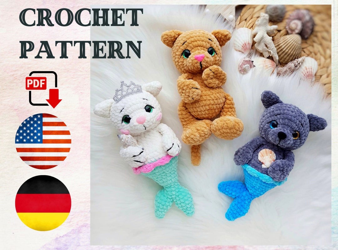 Crochet Cat Mermaid Pattern Amigurumi Plush Mercat Pattern - Etsy