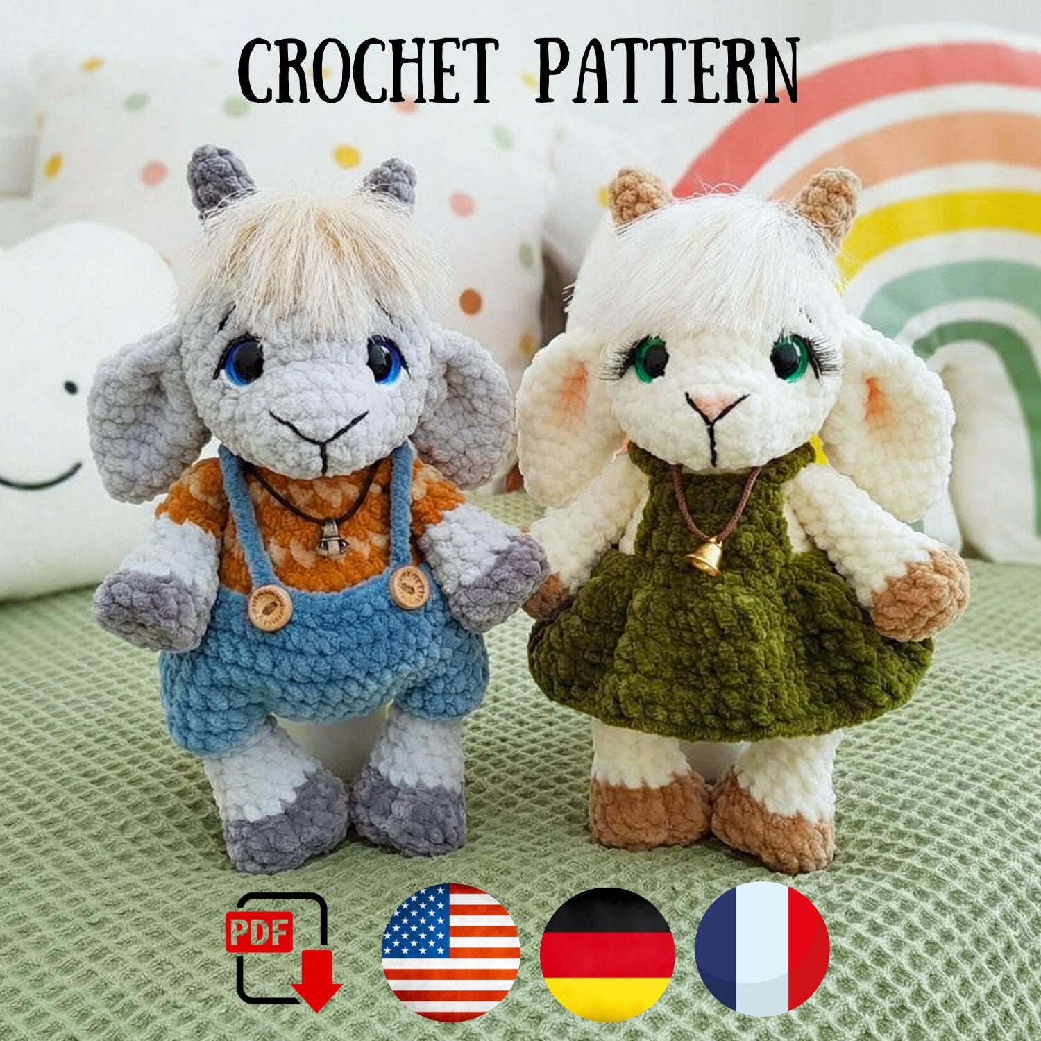 Crochet Goat Pattern - Amigurumi Goat Pattern – Little Goats in Dress ...